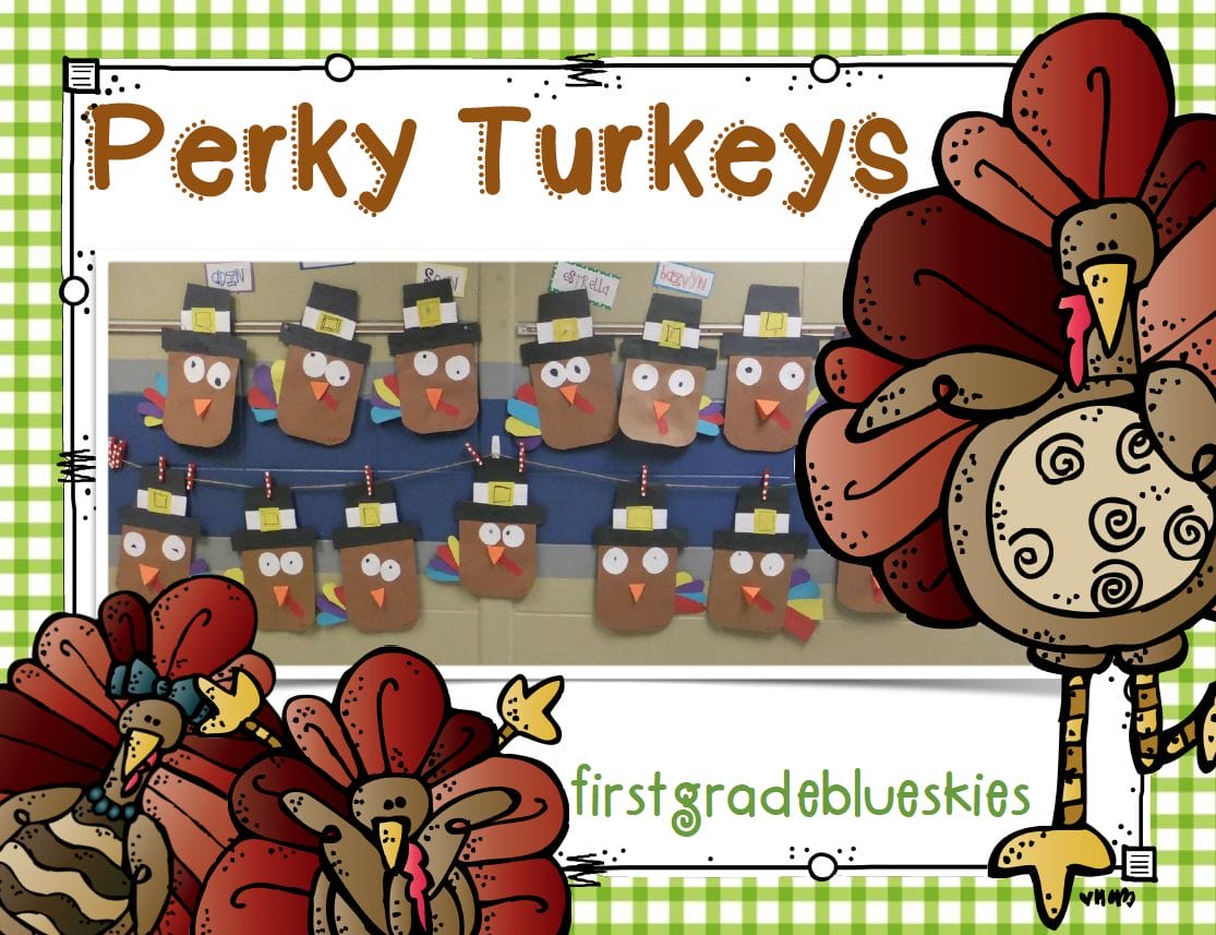 Thanksgiving Pilgrim and Turkey : Blue Skies with Jennifer White
