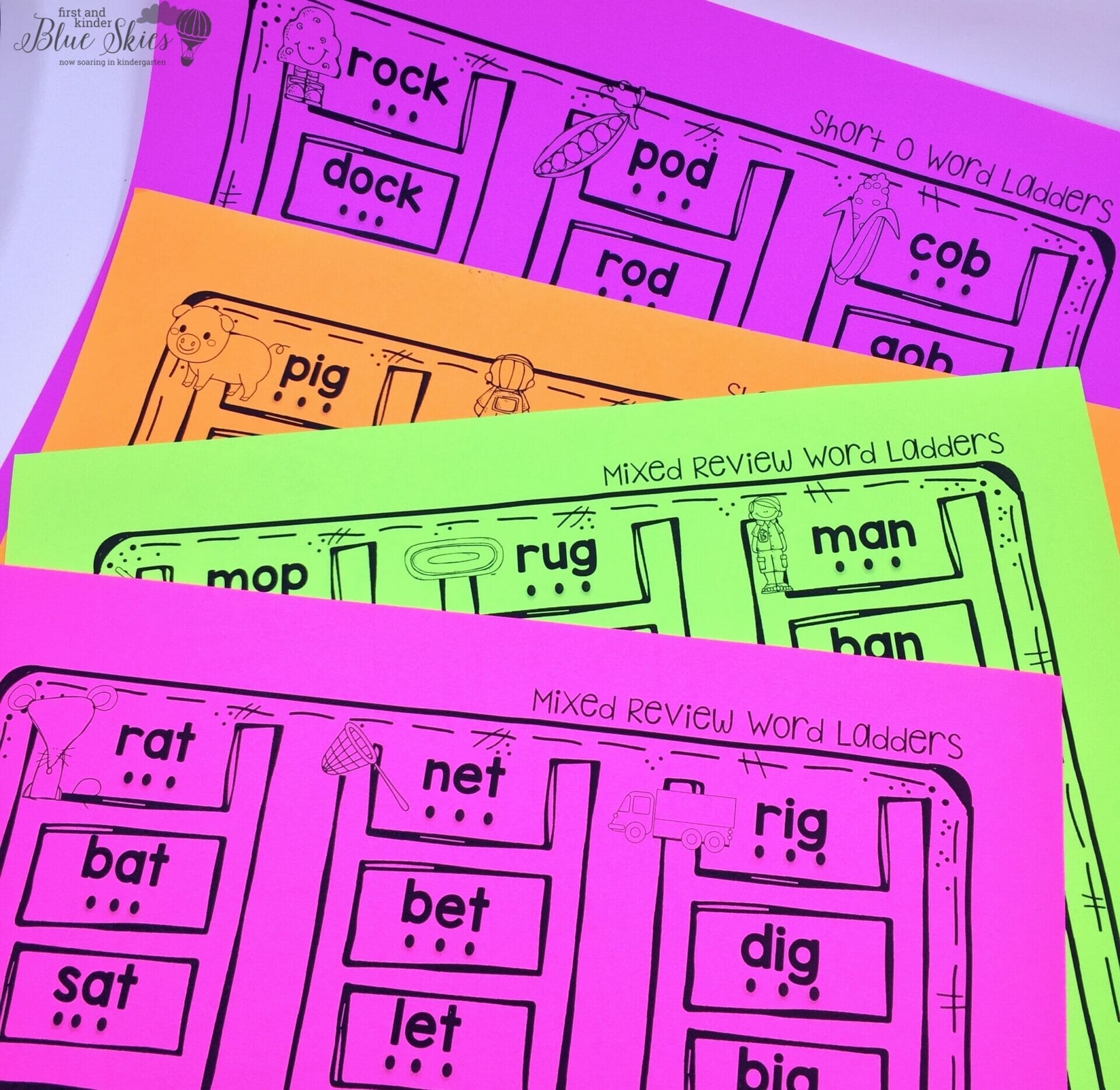 Short Vowel Word Ladder Mats : Blue Skies with Jennifer White