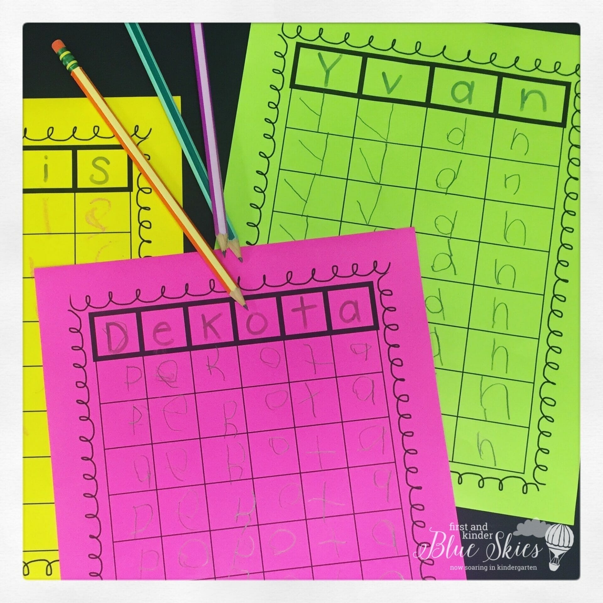 Name Writing Practice : Blue Skies with Jennifer White